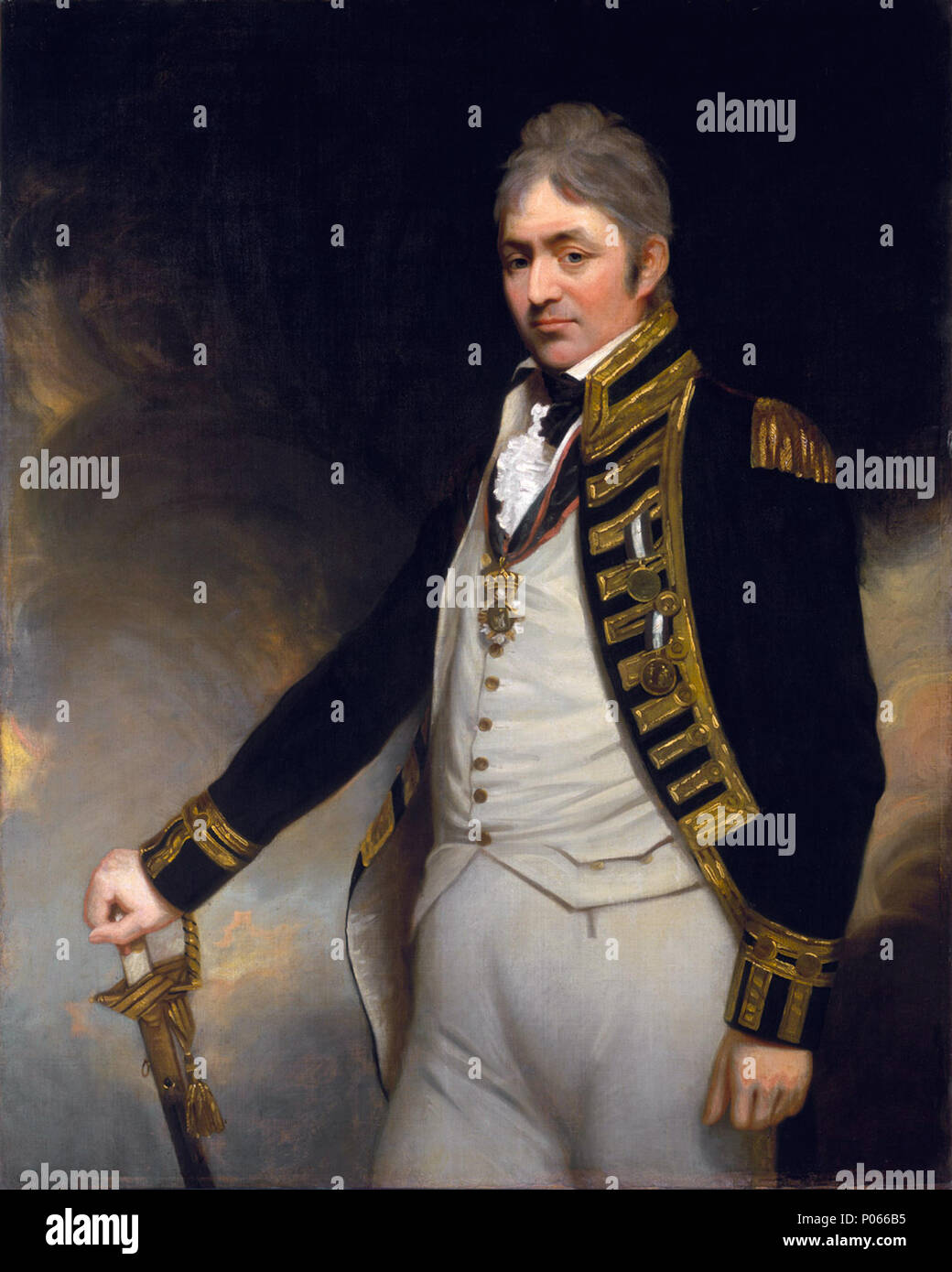 . English: A three-quarter-length to left portrait of Rear-Admiral Sir ...