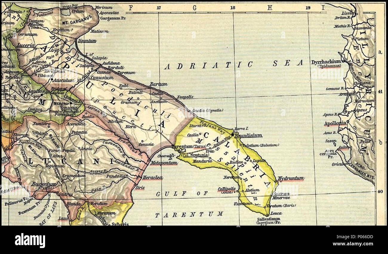 . English: Map of Apulia, Calabria and Lucania cropped from old public ...