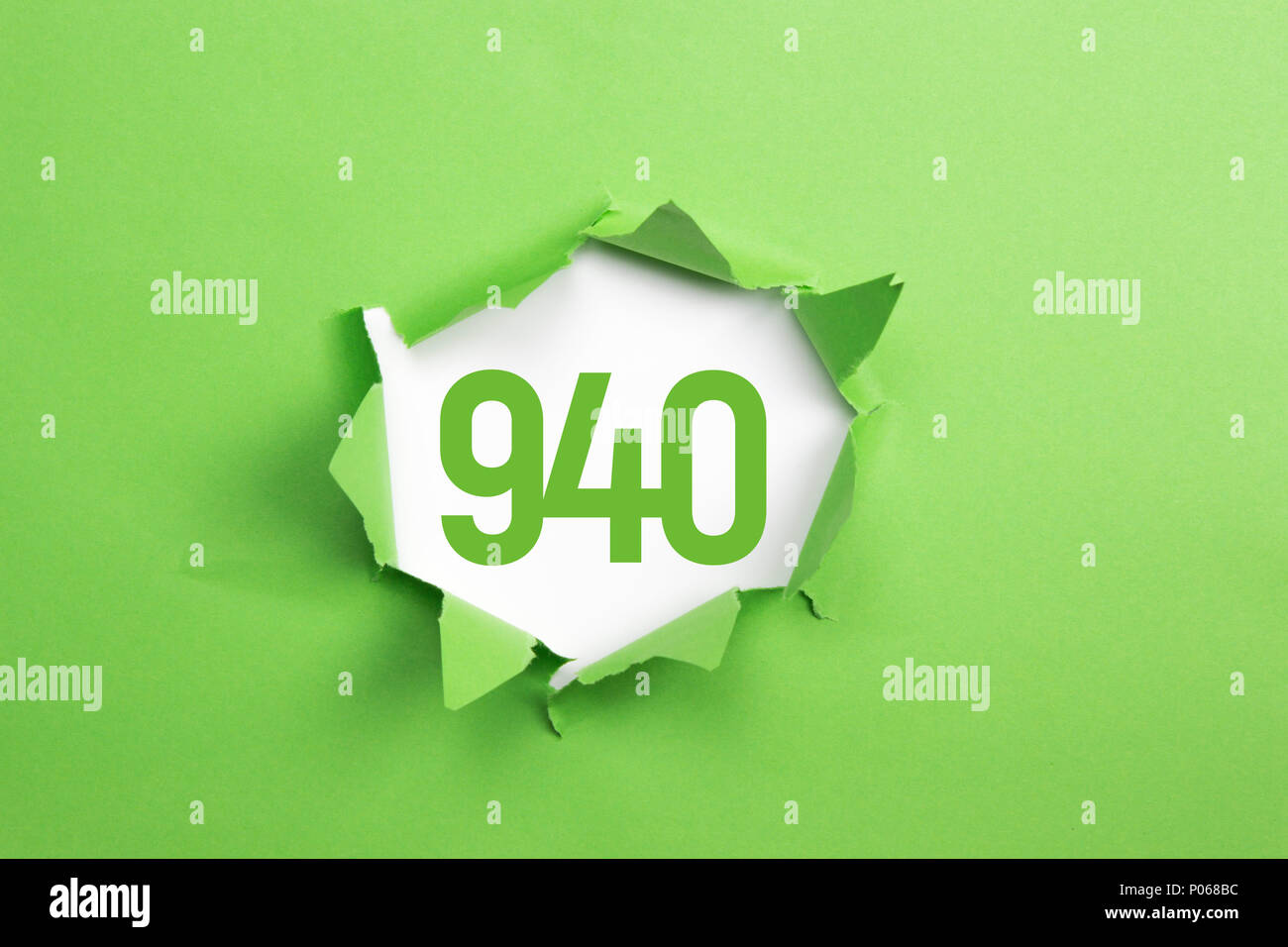 Green Number 940 on green paper background Stock Photo - Alamy