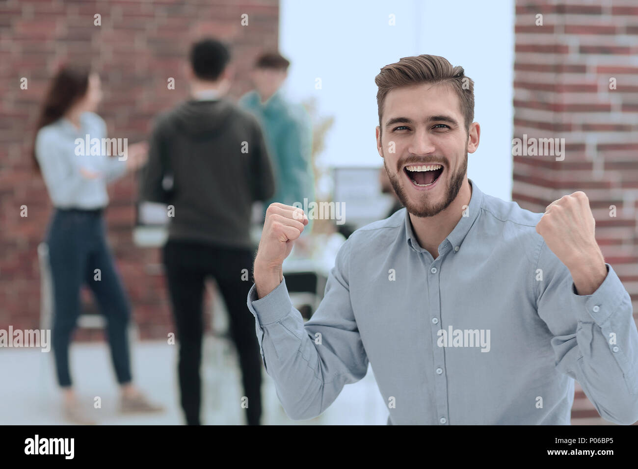 Successful energetic man being leader of a business group Stock Photo ...