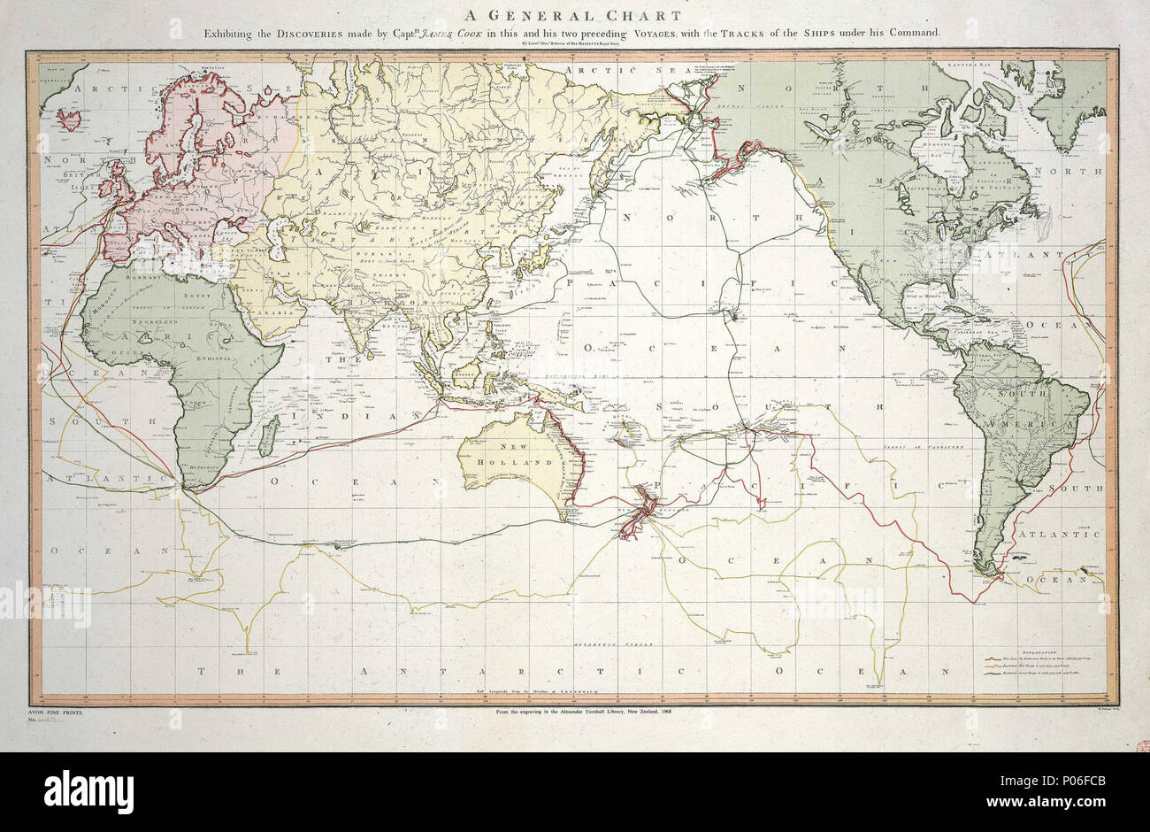 . English: A general chart exhibiting the discoveries made by Captain ...