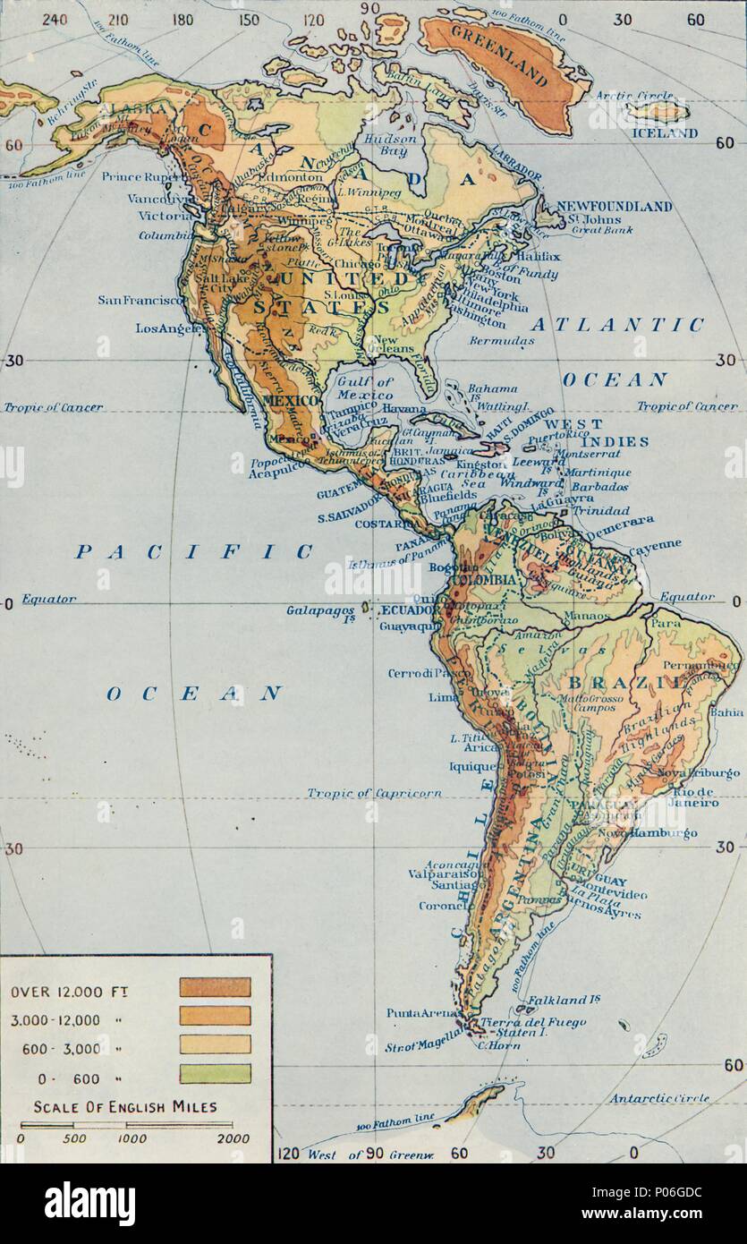 'Map - The Continent of America', 1916. Artist: Unknown Stock Photo - Alamy