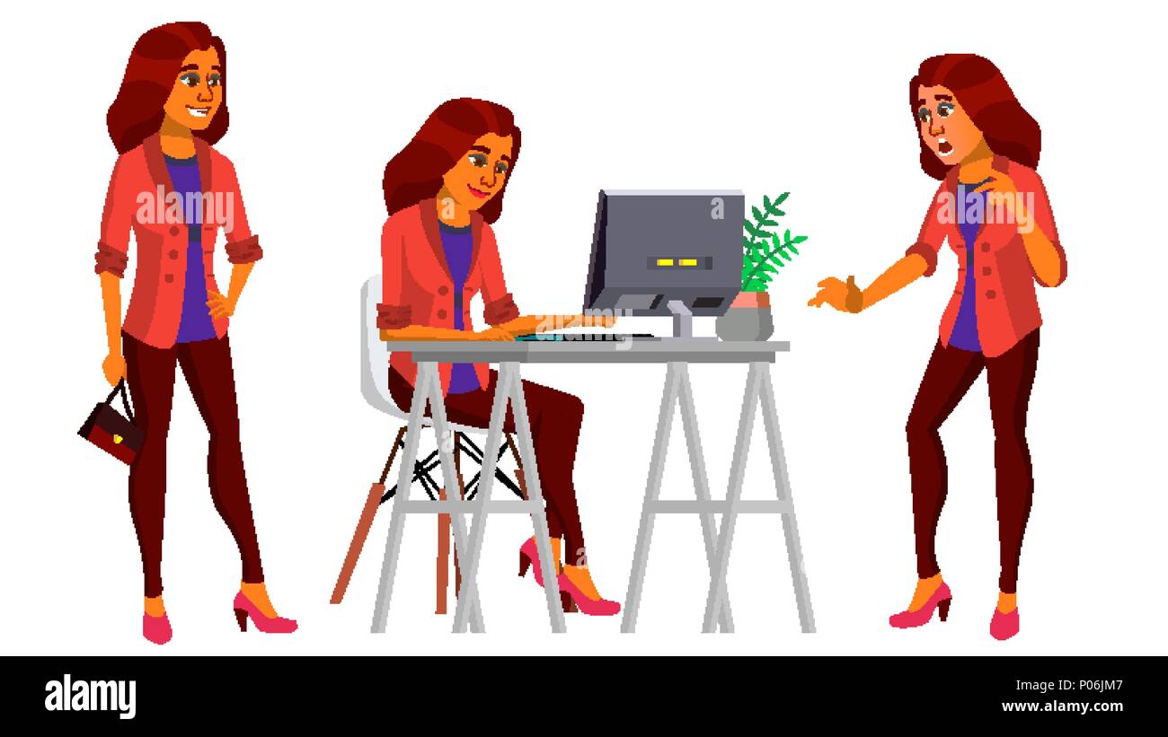 Office Worker Vector. Woman. Professional Officer, Clerk. Adult ...