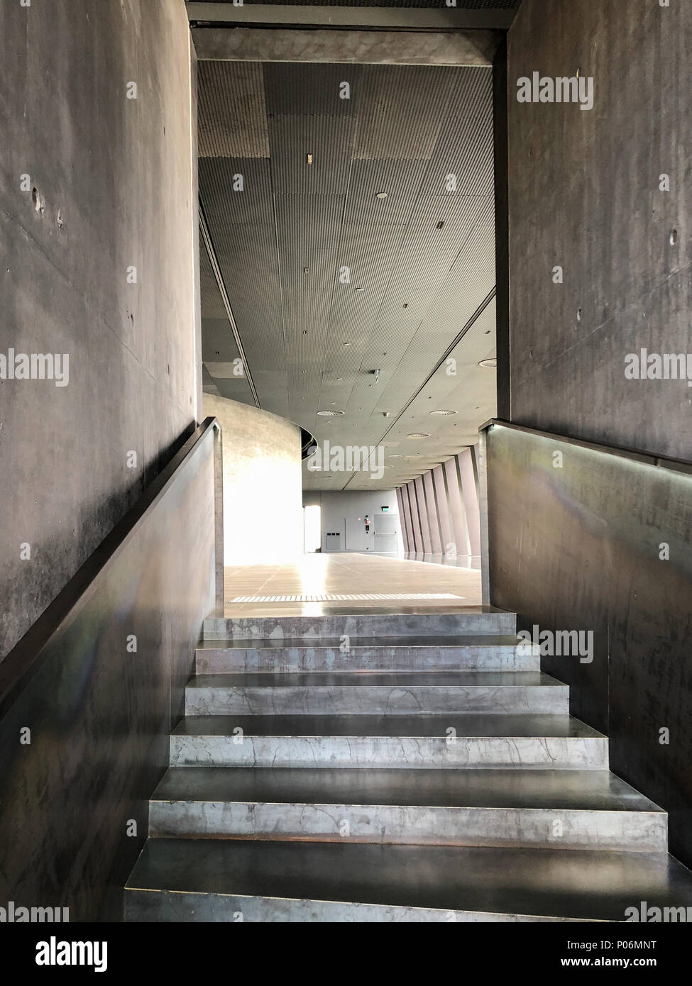 high-tech metal staircase in a modern building Stock Photo - Alamy