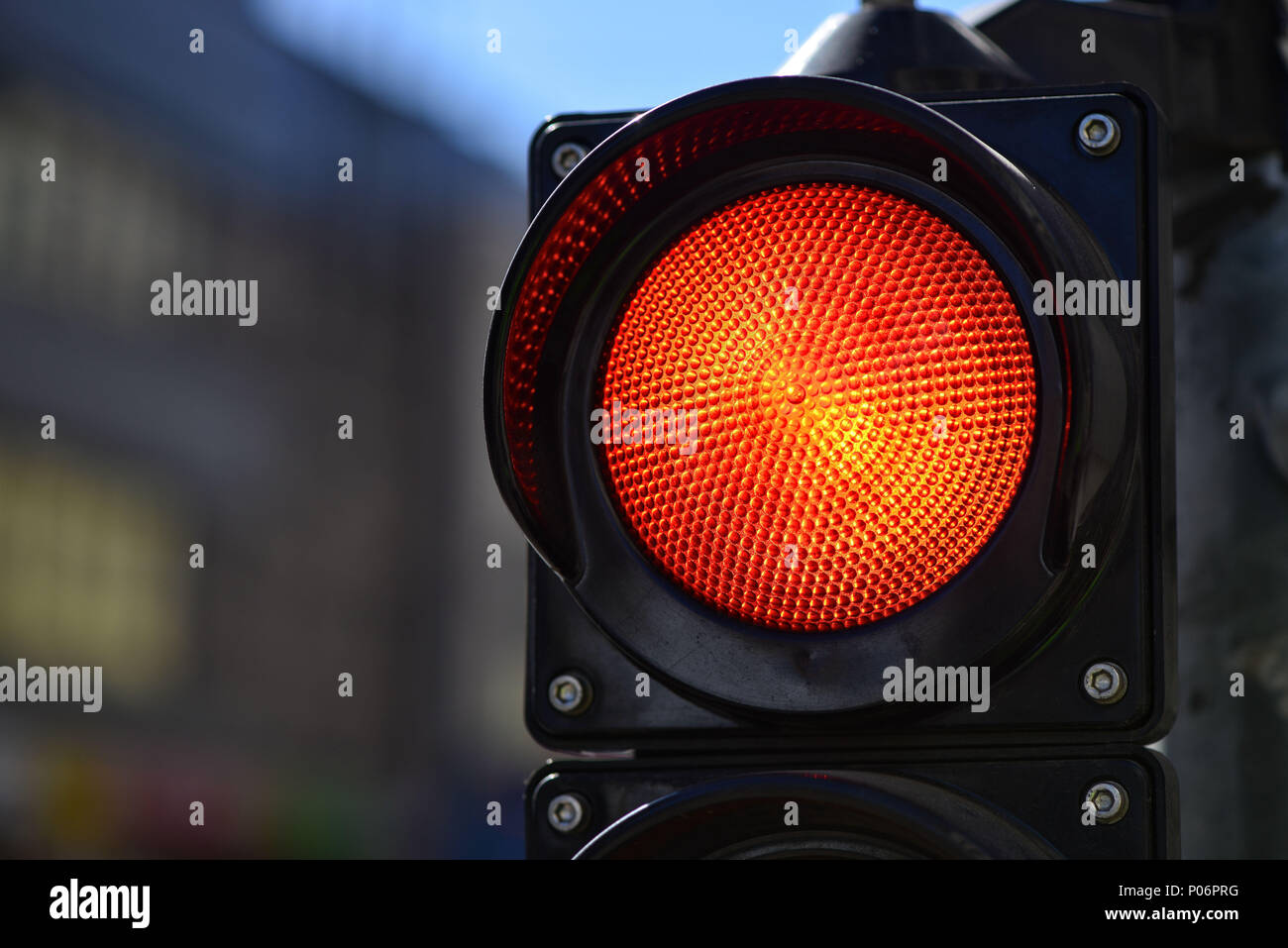 The red semaphore light. Trafic control light Stock Photo - Alamy