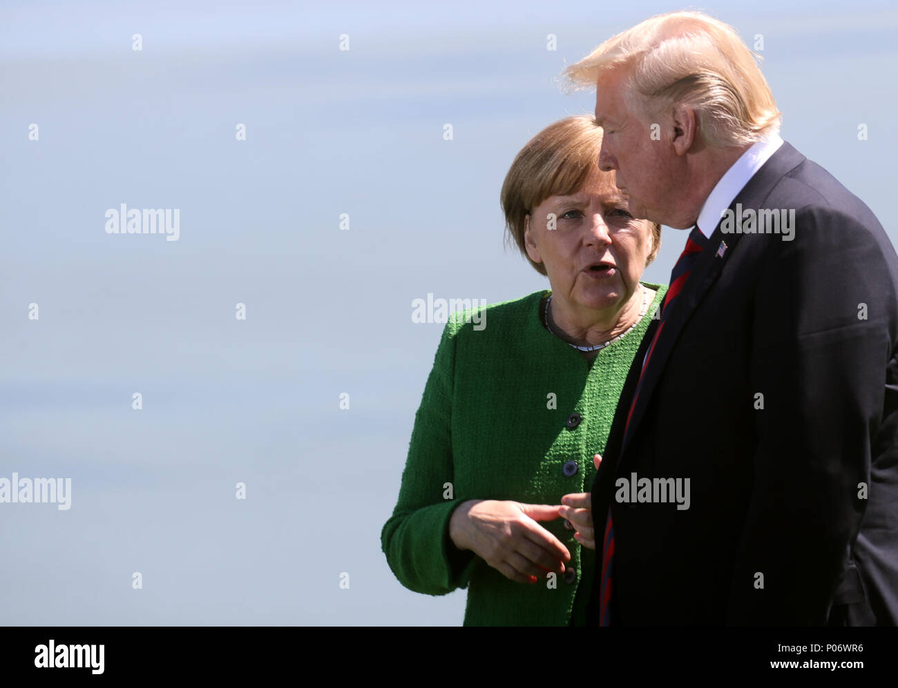 Quebec, Canada. 8th Jun, 2018. German Chancellor Angela Merkel (l) and ...