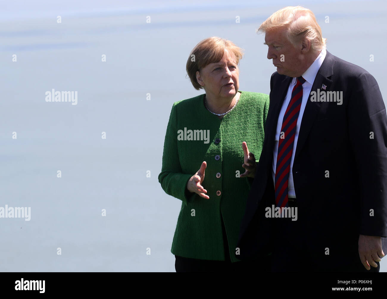 Quebec, Canada. 8th Jun, 2018. German Chancellor Angela Merkel (l) and ...