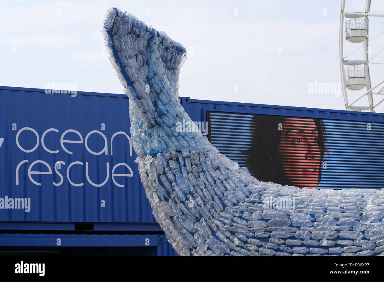 Cardiff, UK, 8 June 2018. Sky Ocean Rescue campaign, raising awareness ...