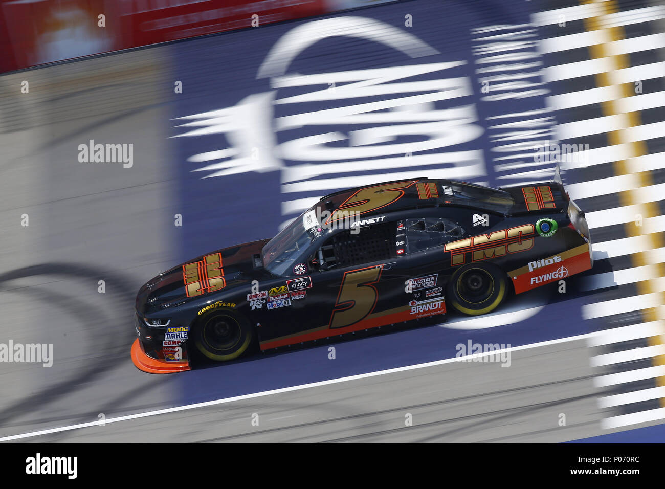 Brooklyn, Michigan, USA. 8th June, 2018. Michael Annett (5) brings his ...