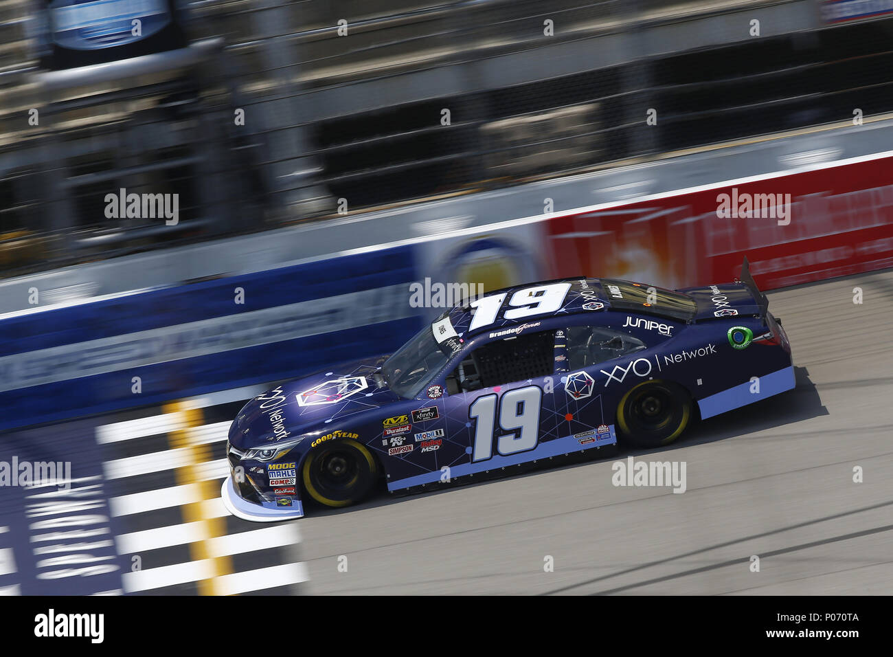 Brooklyn, Michigan, USA. 8th June, 2018. Brandon Jones (19) brings his ...
