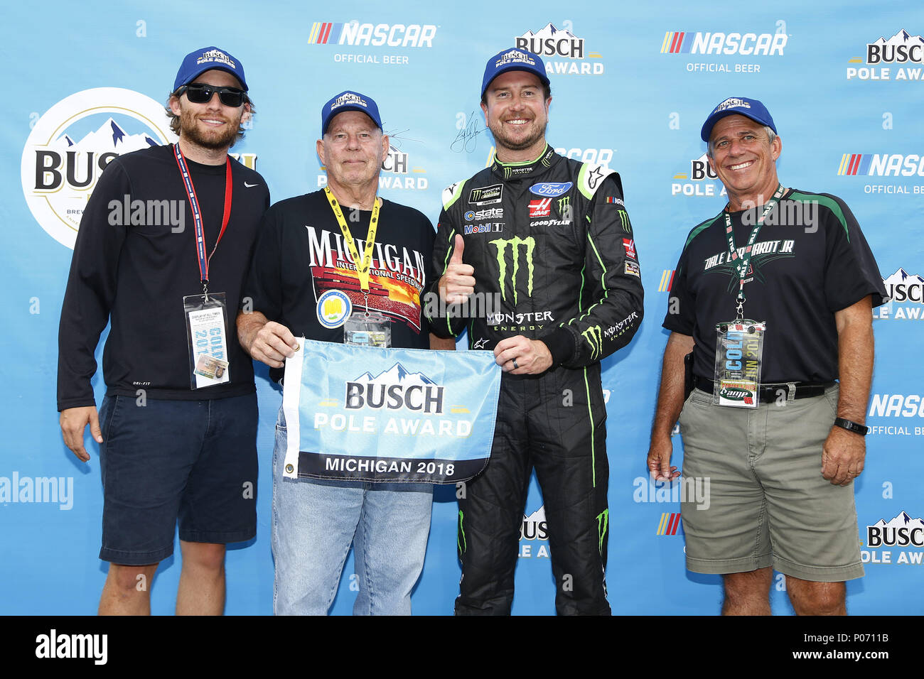 Brooklyn, Michigan, USA. 8th June, 2018. Kurt Busch (41) wins the pole ...