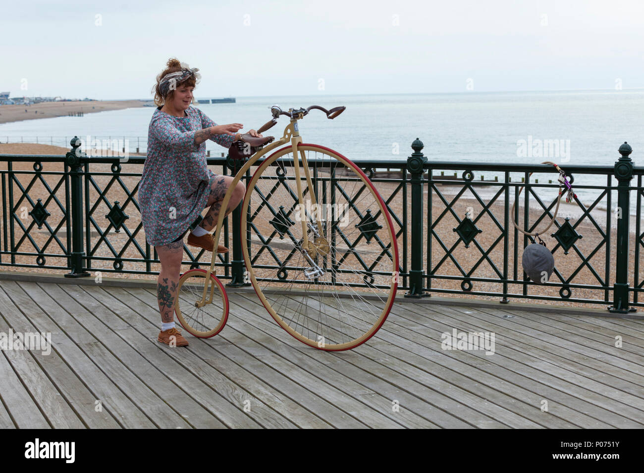Penny farthing bicycle woman hi-res stock photography and images - Alamy