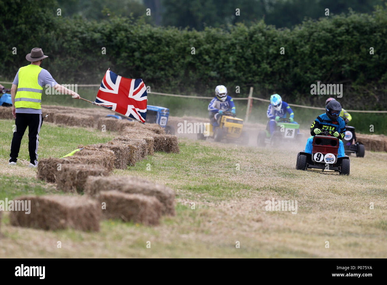 Somerset, UK, 9 June 2018. Red Bull cut it Lawn Mower Racing event in ...