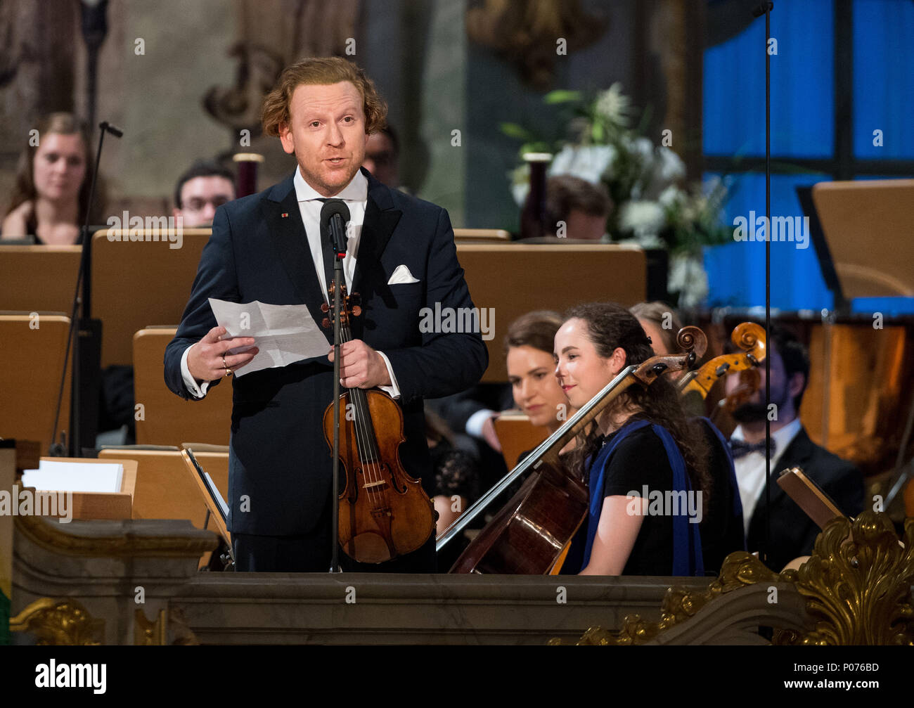 08 June 2018, Germany, Dresden: Violinist Daniel Hope speaks at the ...