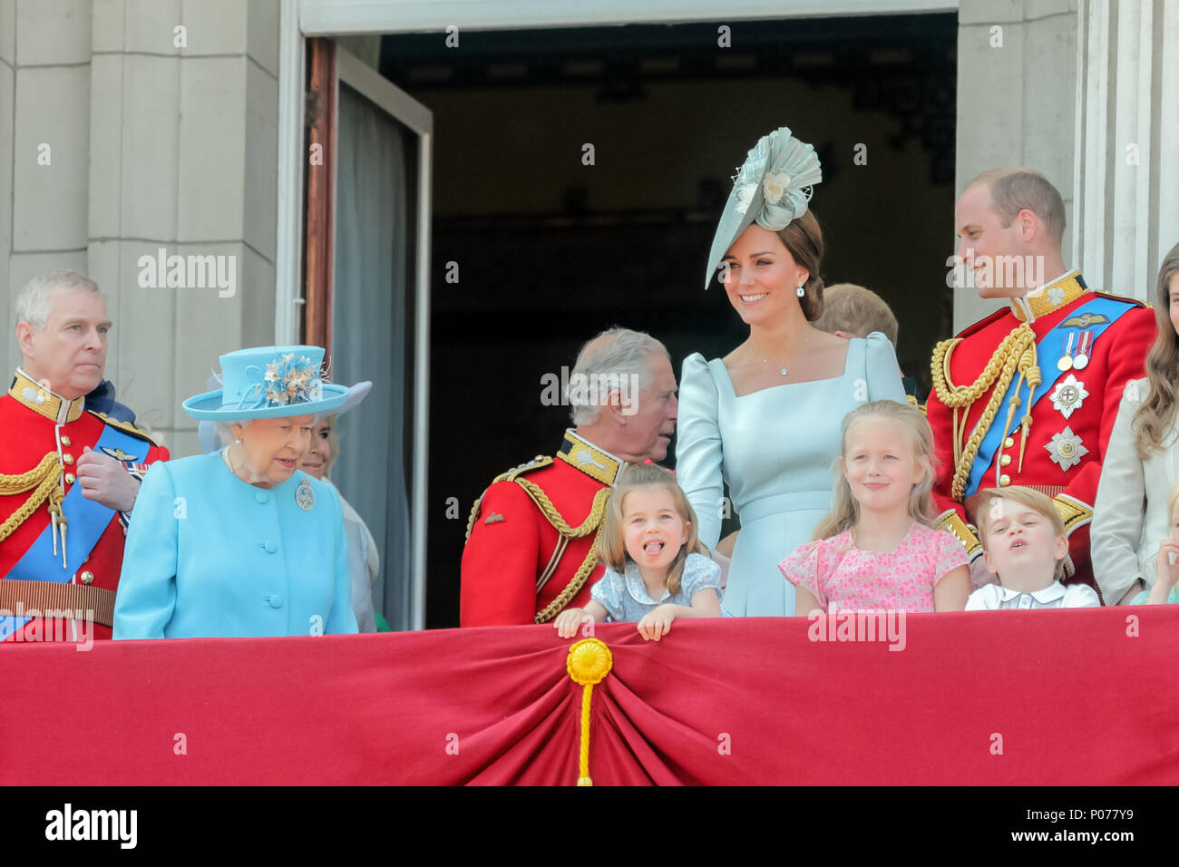London, UK, 9 June 2018.A cheeky Princess Charlotte on the balcony at ...