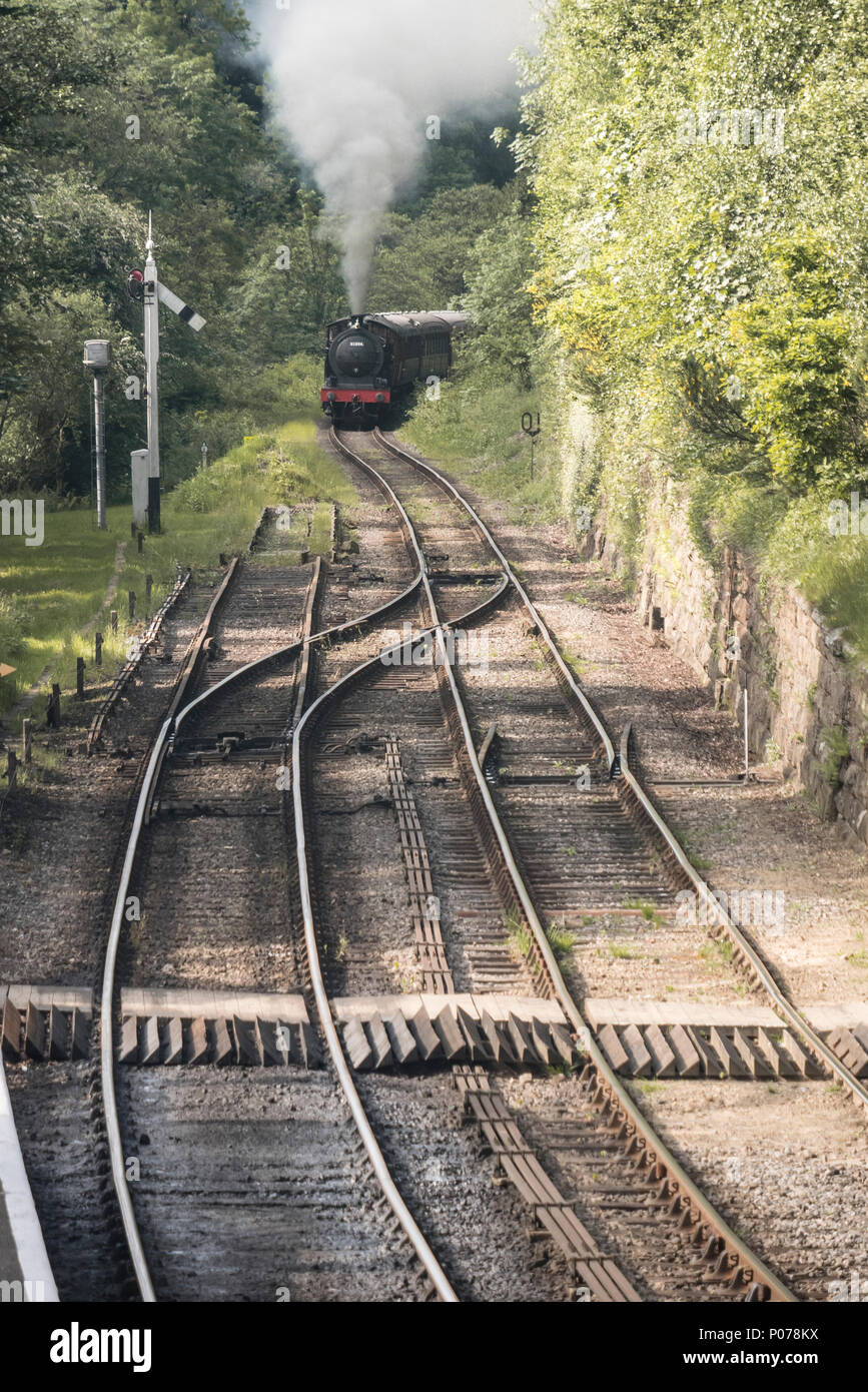 J27 Locomotive 65894 (NER P3 2392) approaching Goathland station on ...