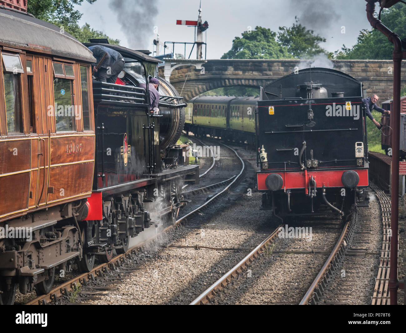 J27 Locomotive 65894 (NER P3 2392) and LNER B1 4-6-0 locomotive 1264 ...