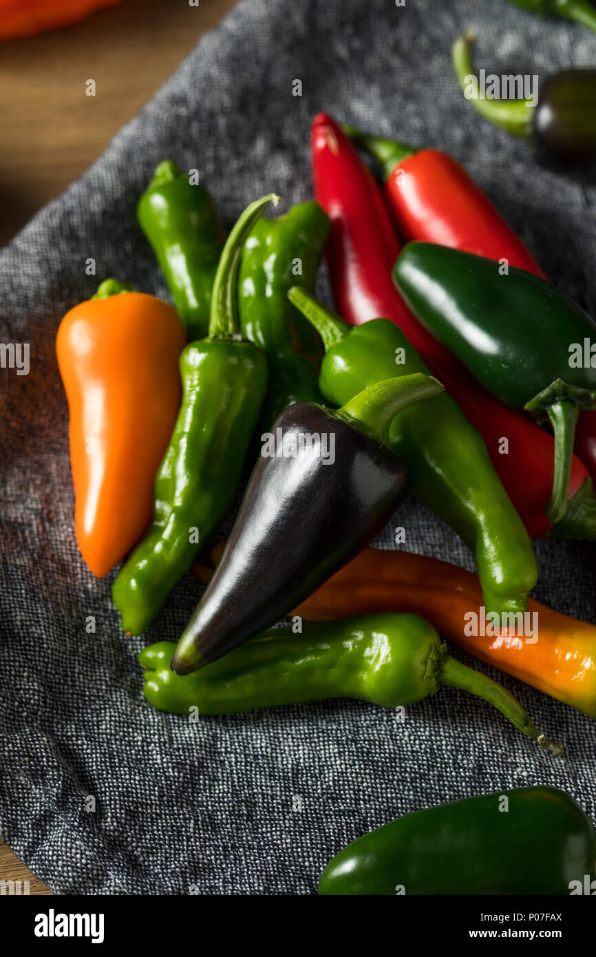 Raw Organic Assorted Hot Peppers Ready to Cook Stock Photo - Alamy