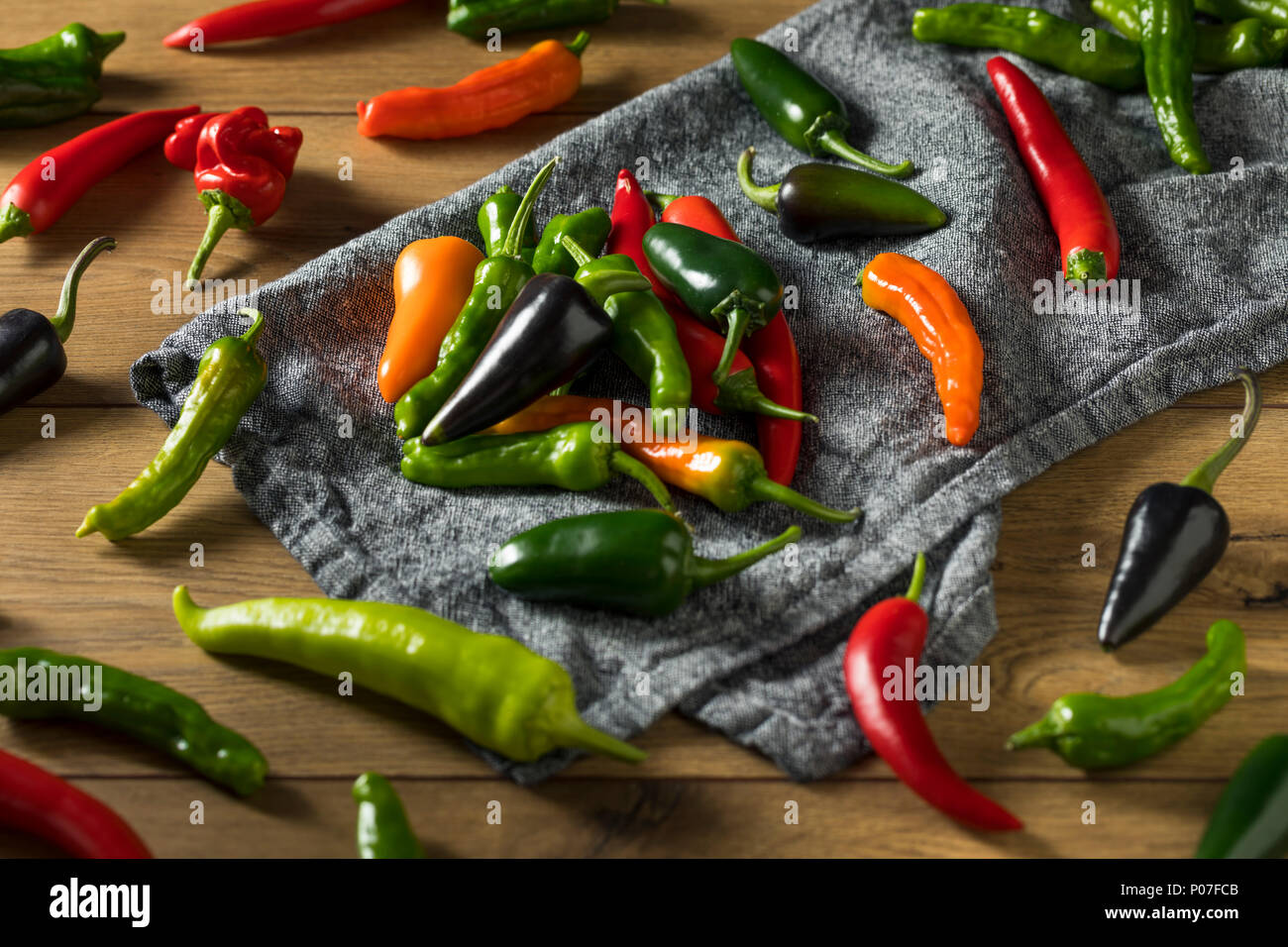 Raw Organic Assorted Hot Peppers Ready to Cook Stock Photo - Alamy