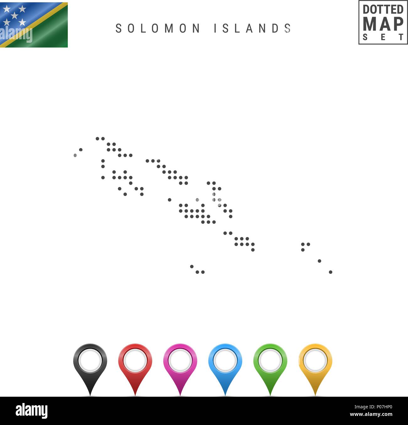 Vector Dotted Map of Solomon Islands. Simple Silhouette of Solomon ...