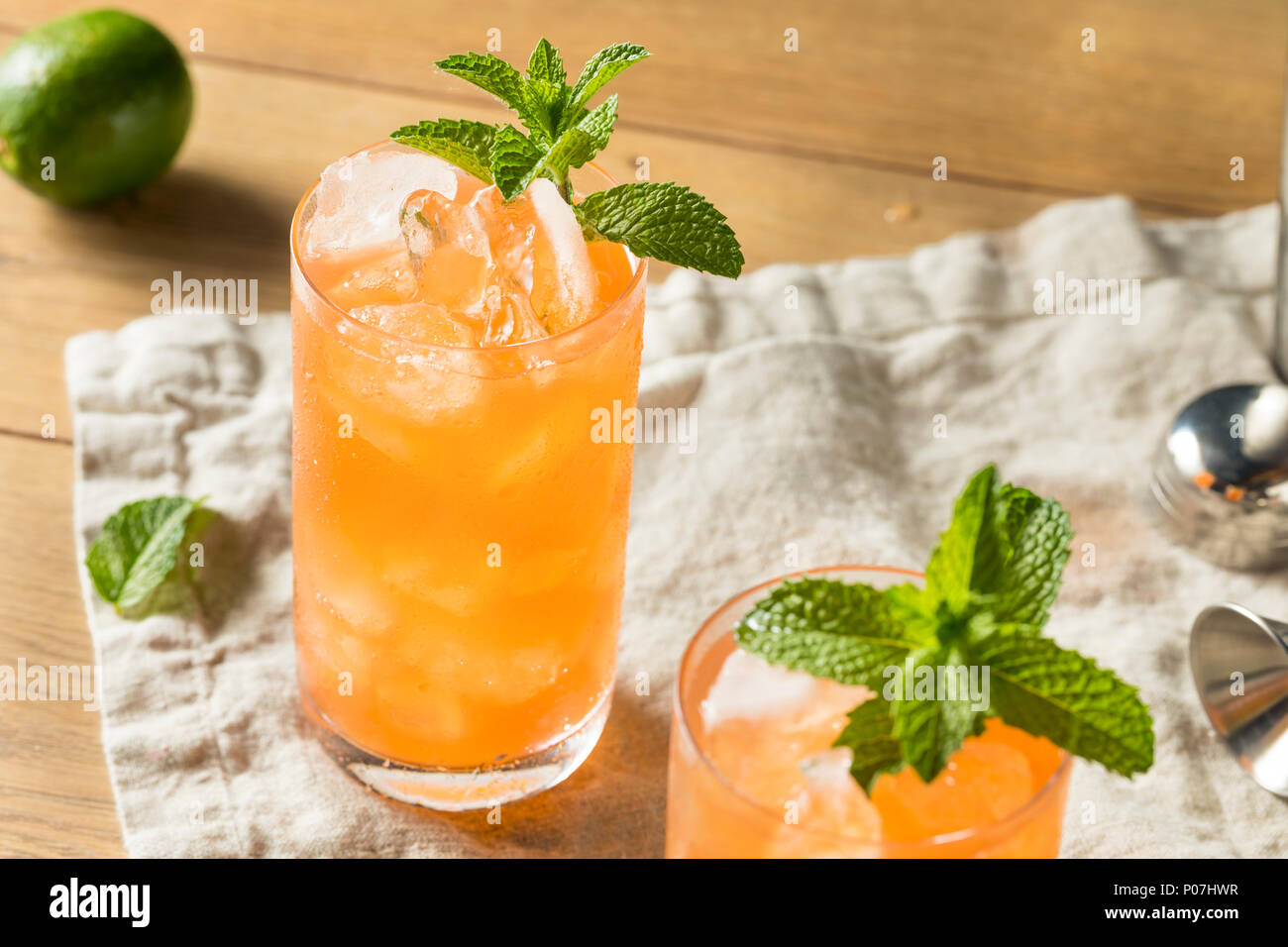 Sweet Tropical Zombie Cocktail with Rum and Mint Stock Photo - Alamy