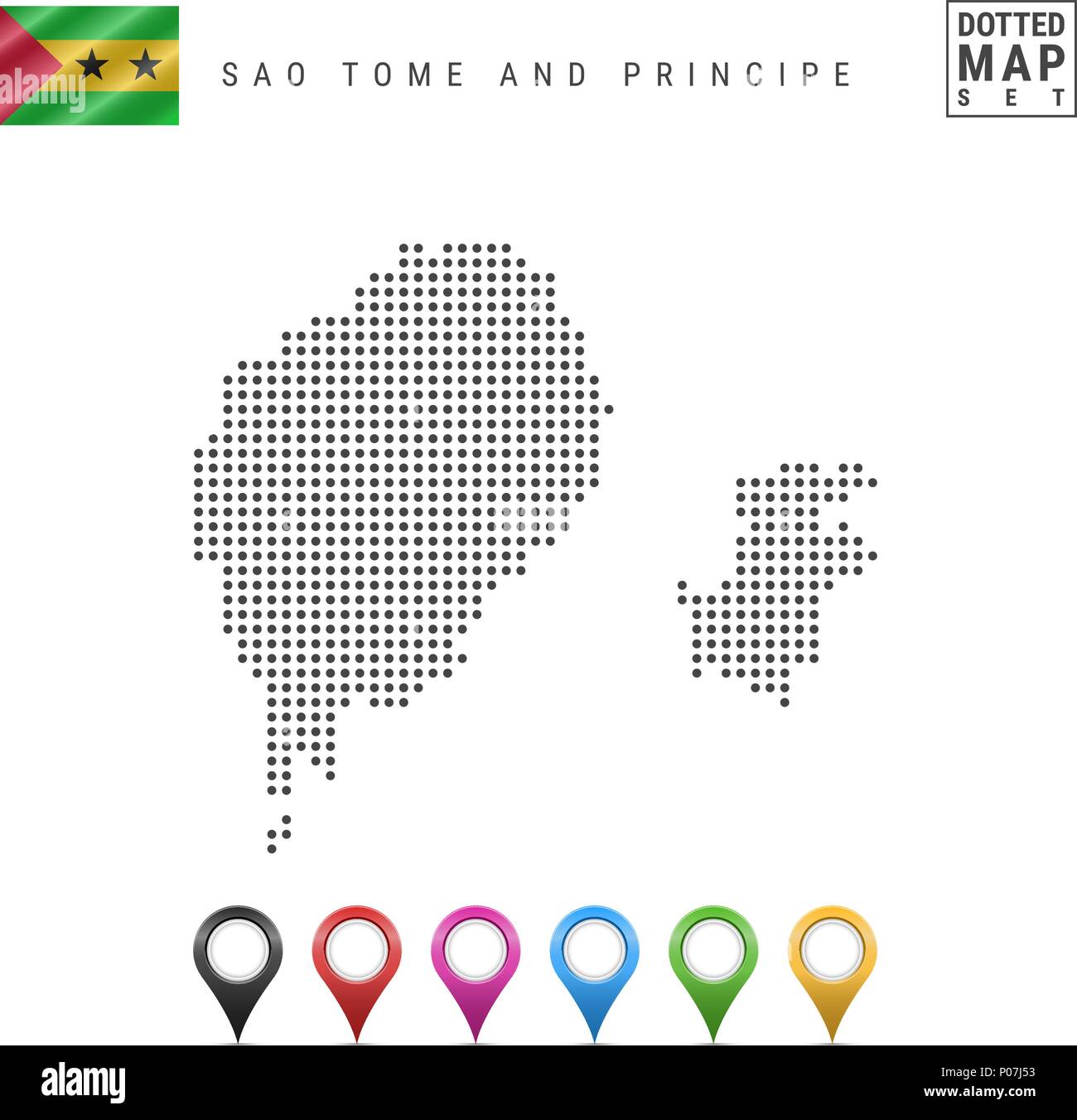 Vector Dotted Map of Sao Tome and Principe. Silhouette of Sao Tome and ...