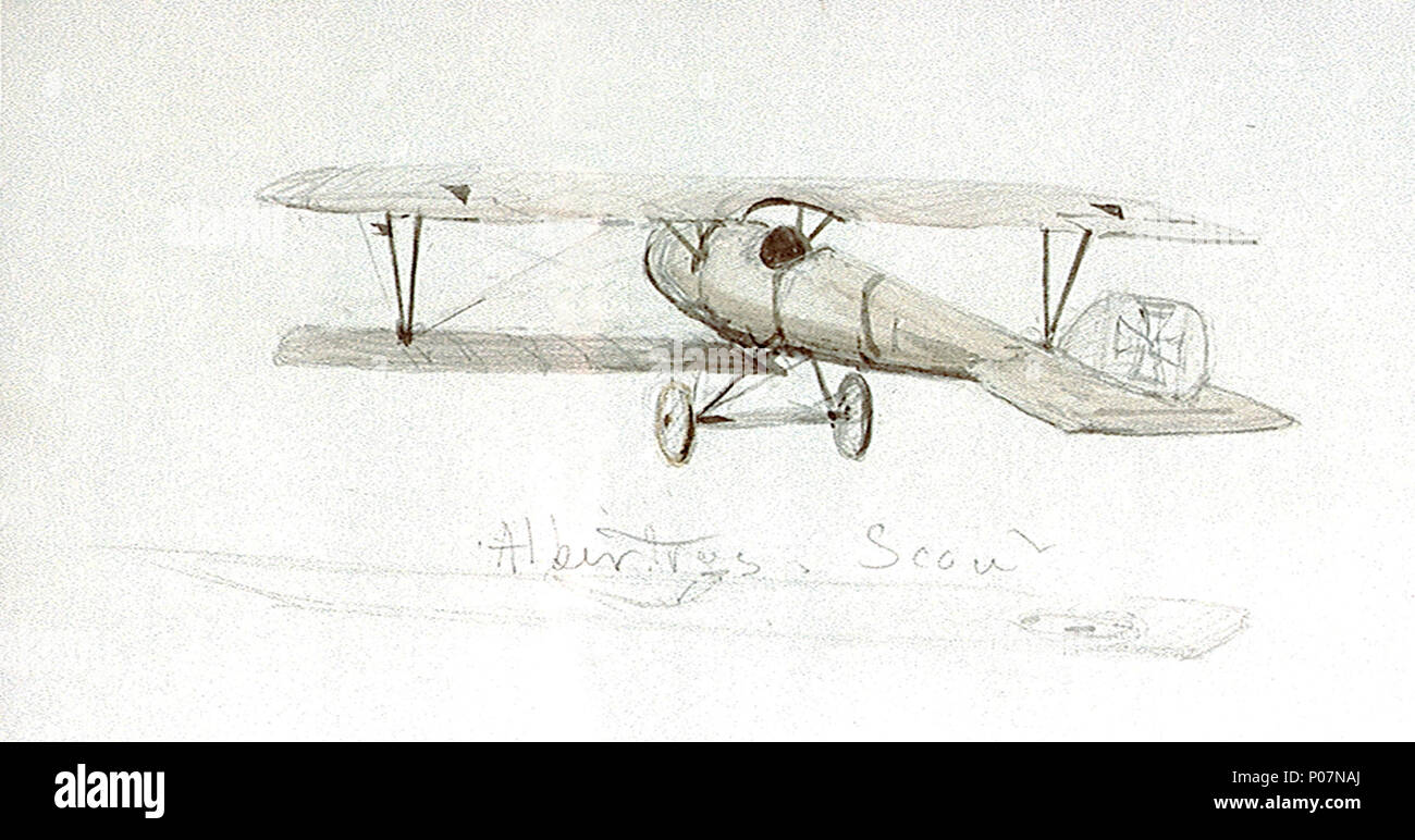 . English: A German Albatros fighter aircraft Inscribed by the arist ...