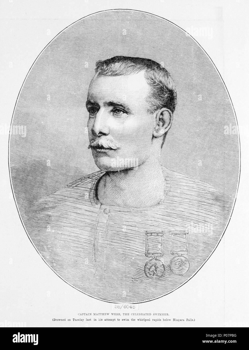 . English: A head to torso portrait of Captain Matthew Webb from the ...