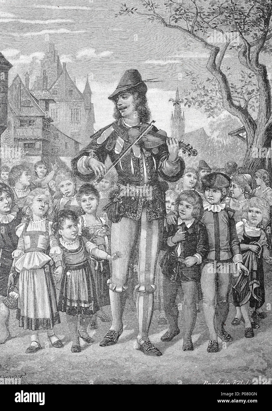 Pied Piper of Hamelin, Der RattenfÃ¤nger von Hameln, Germany, digital ...