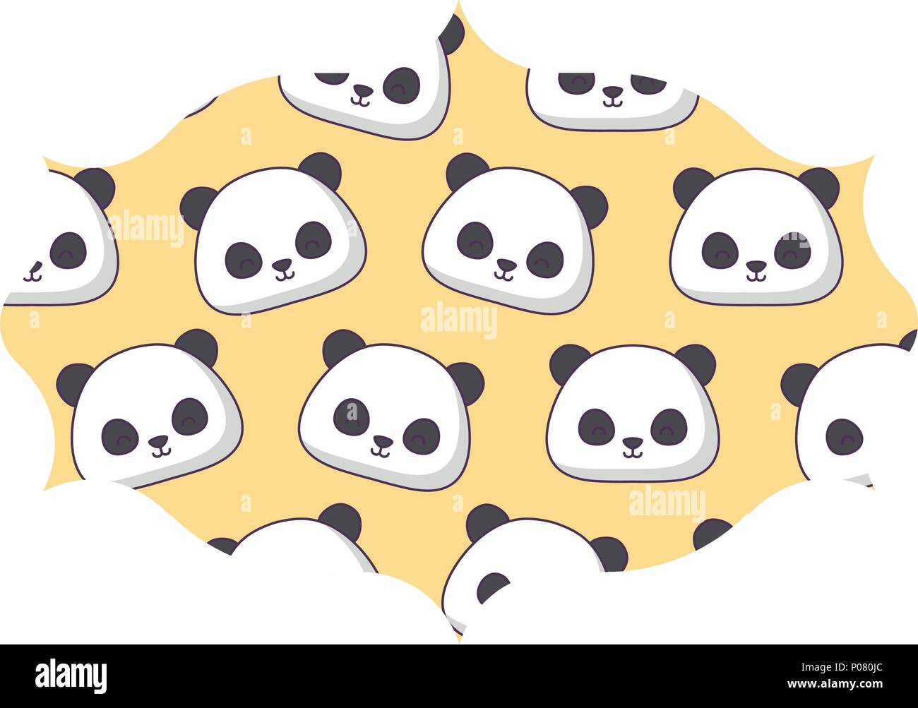 arabic frame with Panda bear pattern over white background, vector ...