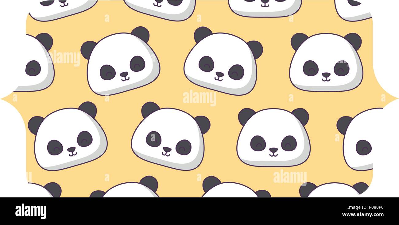 banner with Panda bear pattern over white background, vector ...