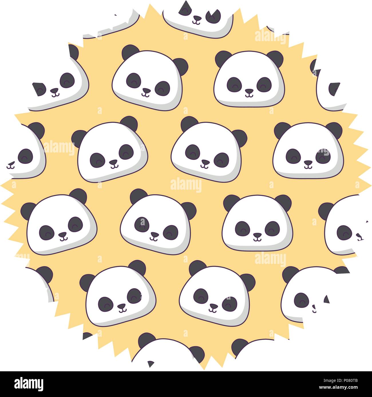 seal stamp with Panda bear pattern over white background, vector ...