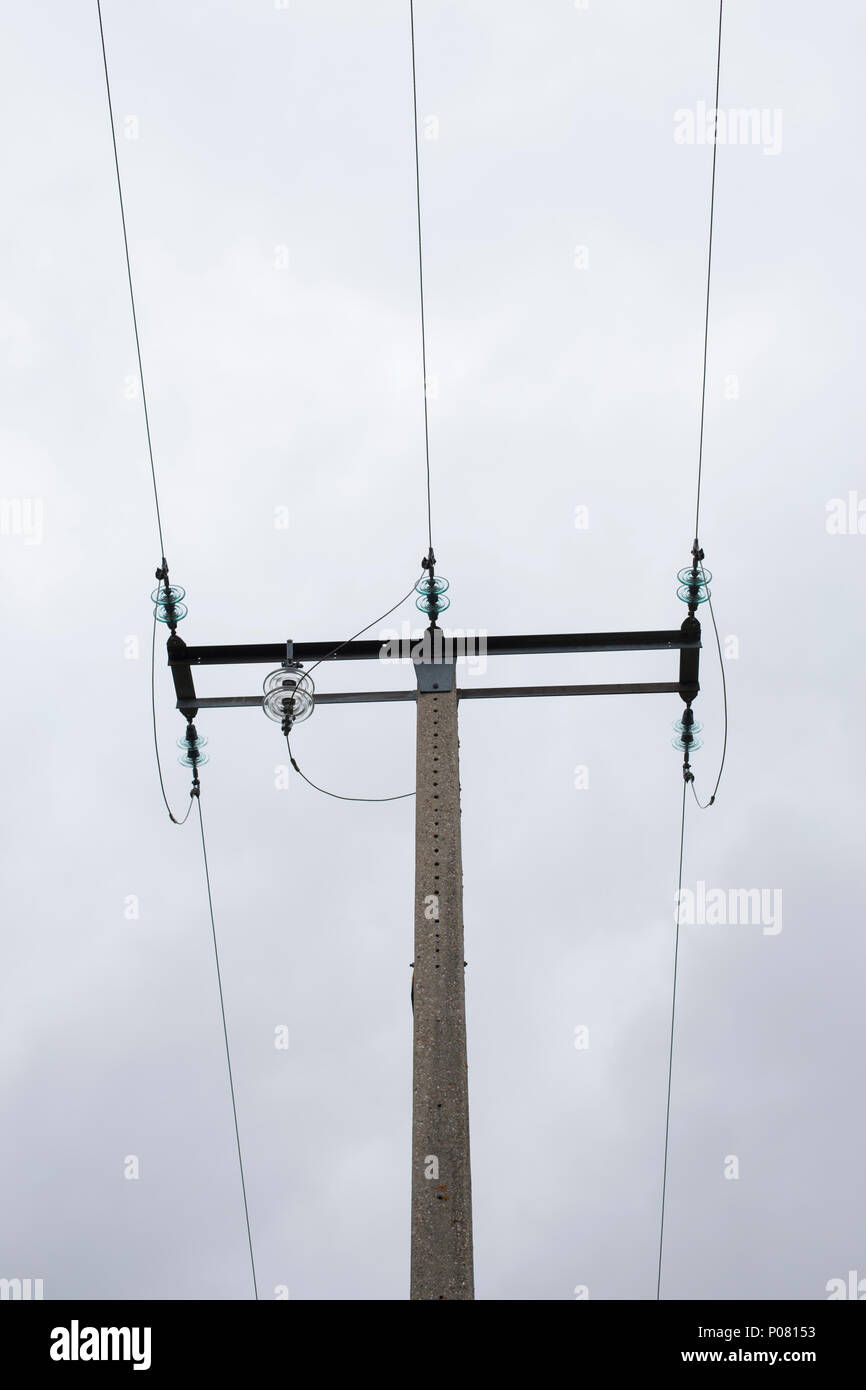 Old pylon with electric lines Stock Photo - Alamy