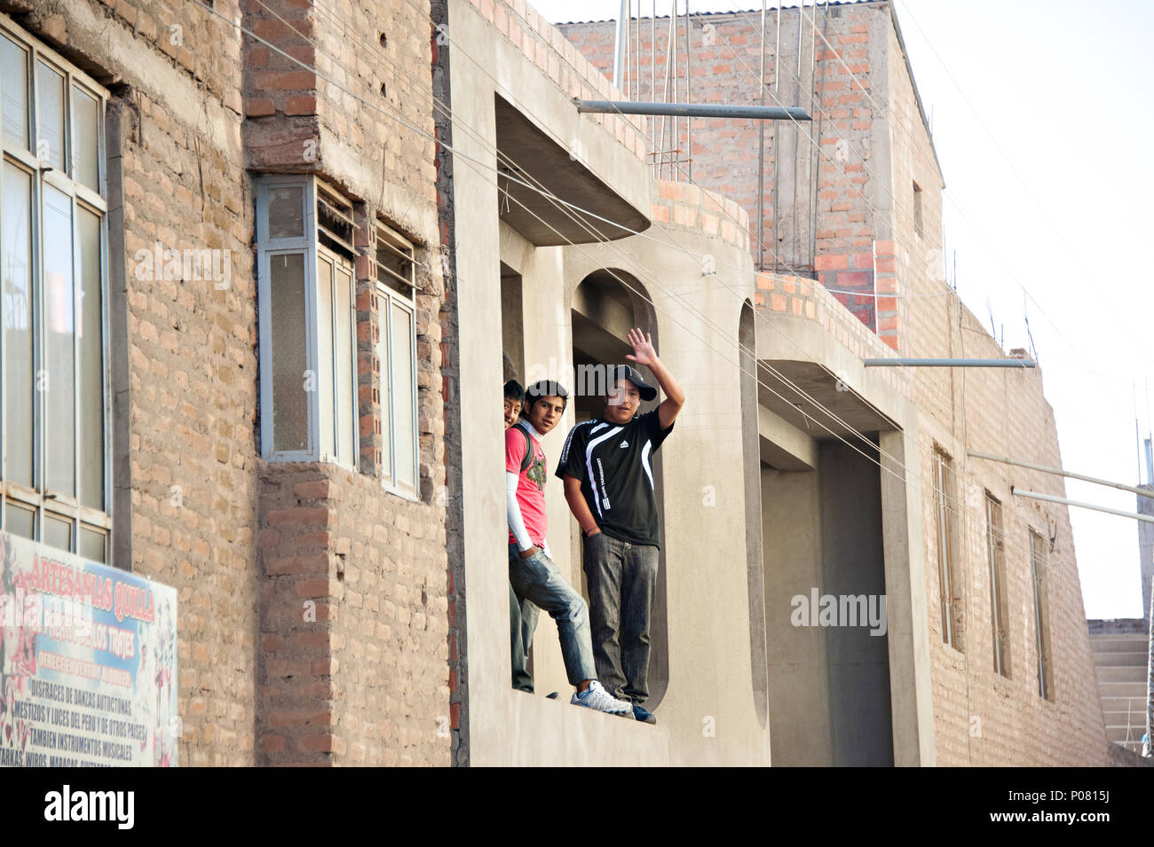The journey through the market town of Juliaca on the way to Puno, Lake ...