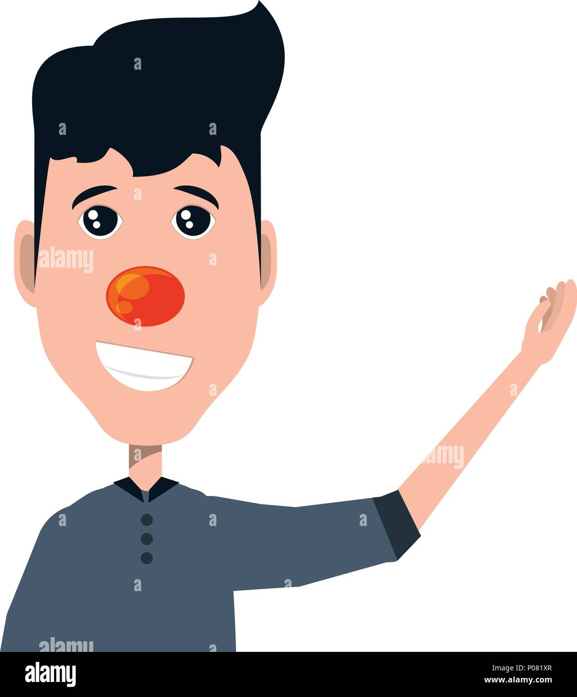 Cartoon man with red nose icon over white background, vector ...