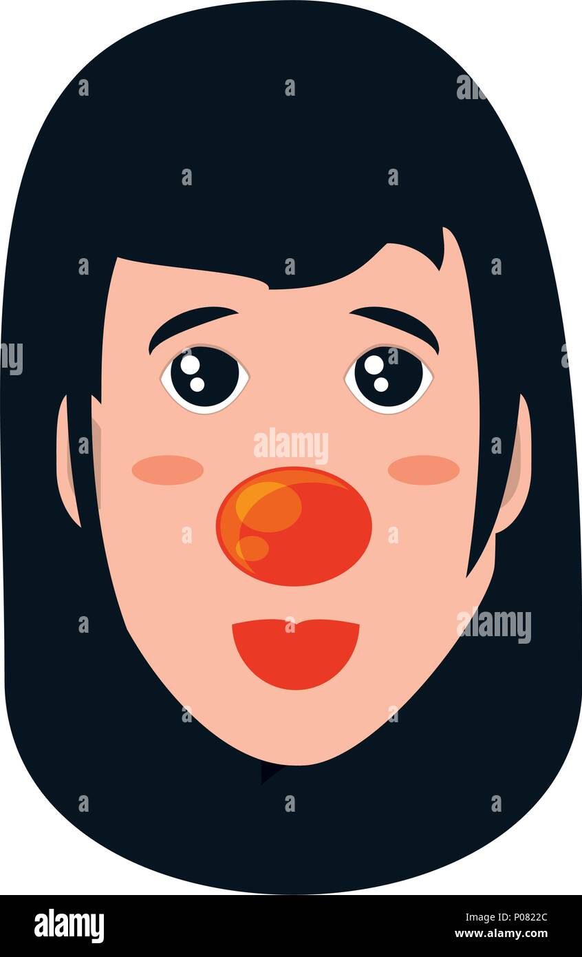Woman face with red nose icon over white background, vector ...