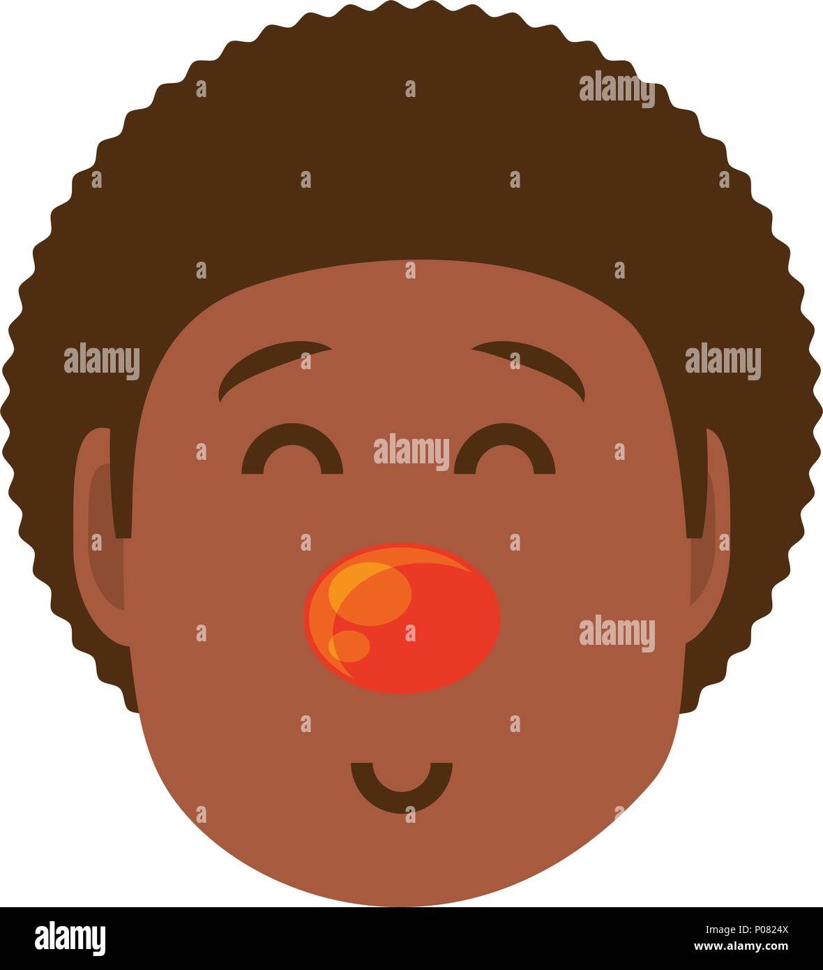 Happy girl face with red nose icon over white background, colorful ...