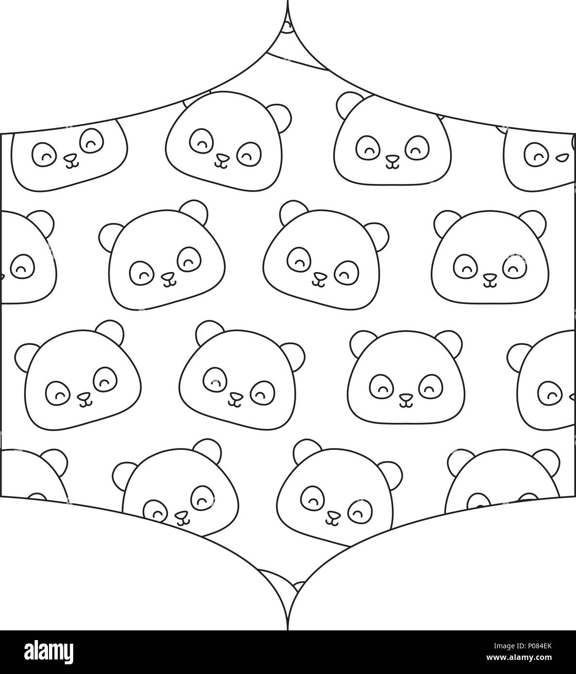 decorative frame with Panda bear pattern over white background, vector ...
