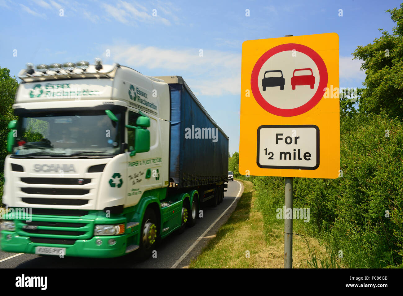 No overtaking road sign uk hi-res stock photography and images - Alamy