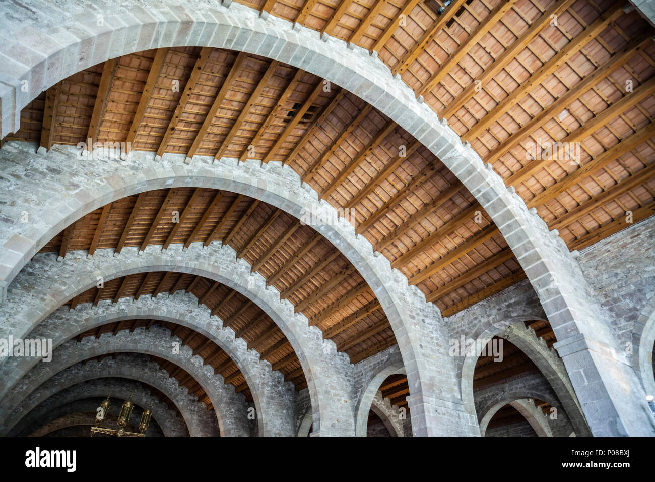Interior of Maritime museum of Barcelona, located in Drassanes reials ...