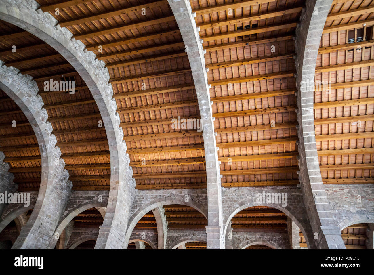 Interior of Maritime museum of Barcelona, located in Drassanes reials ...