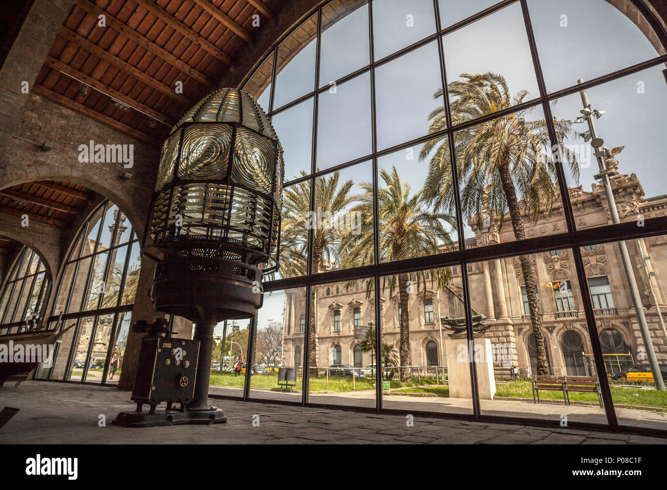 Interior of Maritime museum of Barcelona, located in Drassanes reials ...