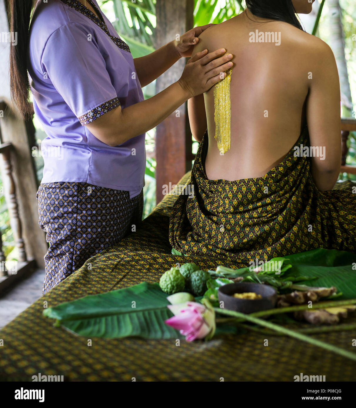 asian massage spa natural organic beauty treatment with turmeric scrub ...