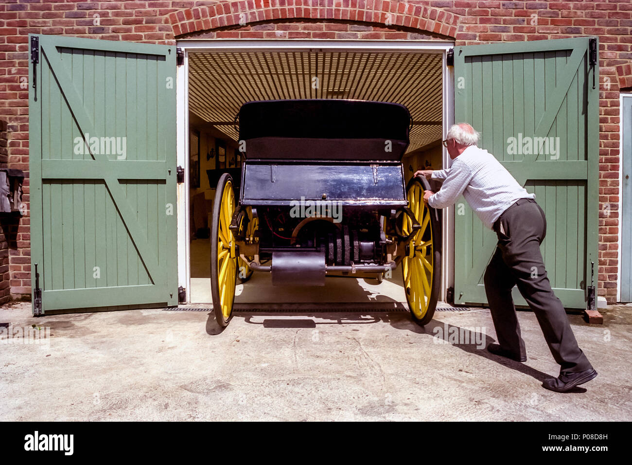 Robin Loder, of Leonardslee, with his 1895 Armstrong car Stock Photo ...
