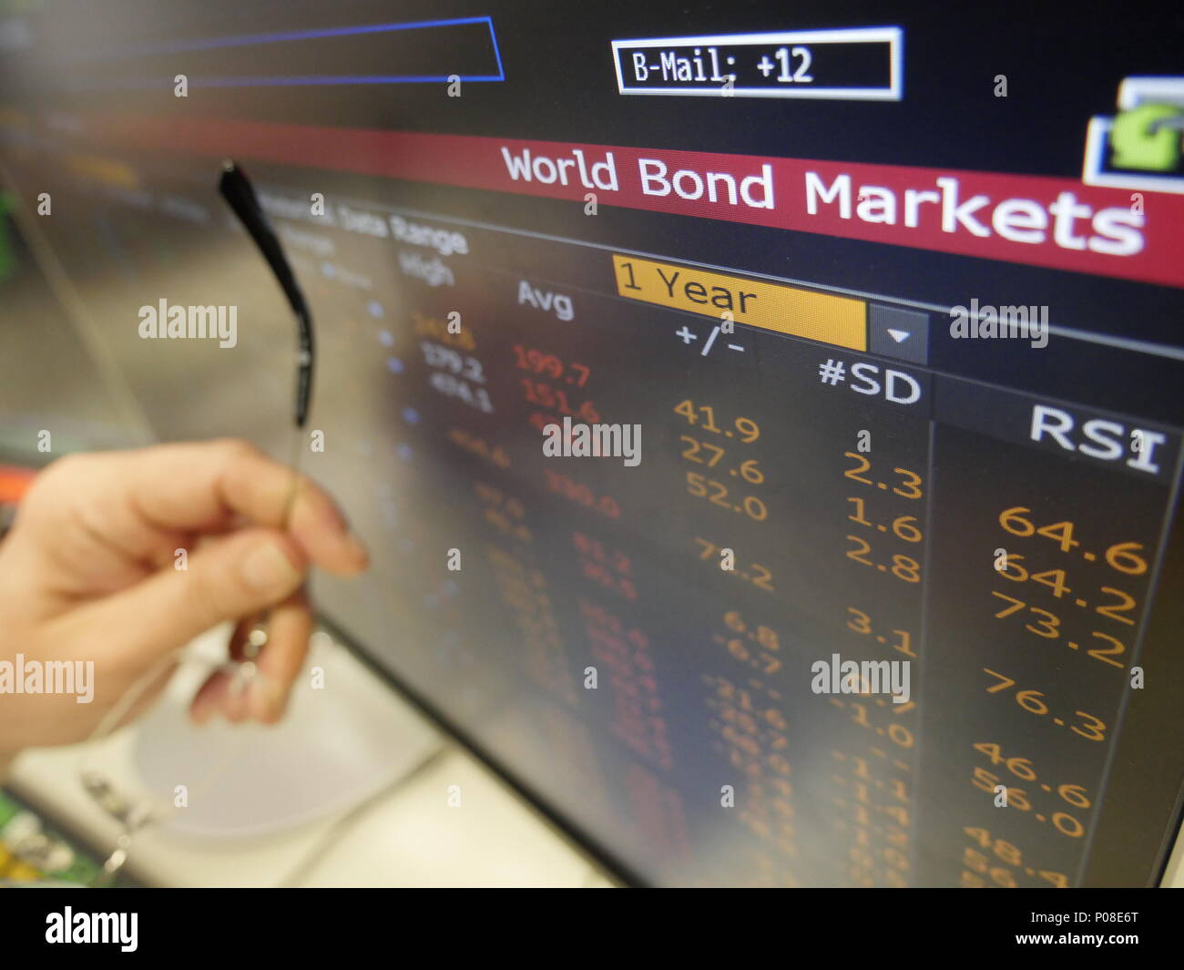 Checking World bond markets on Bloomberg screen Stock Photo - Alamy