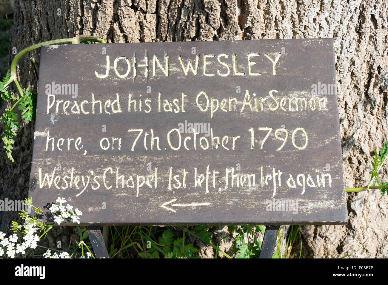 Wesley's Tree sign (site of John Wesley's last open air sermon in 1790 ...