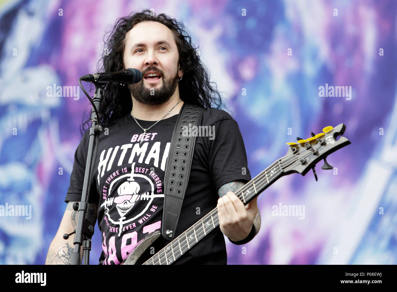 Frédéric Leclercq of Dragonforce performs on stage during Download ...