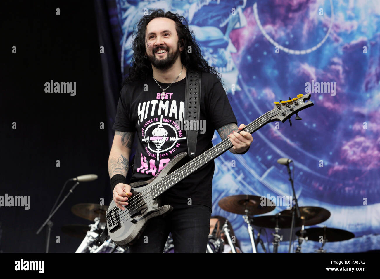 Frédéric Leclercq of Dragonforce performs on stage during Download ...