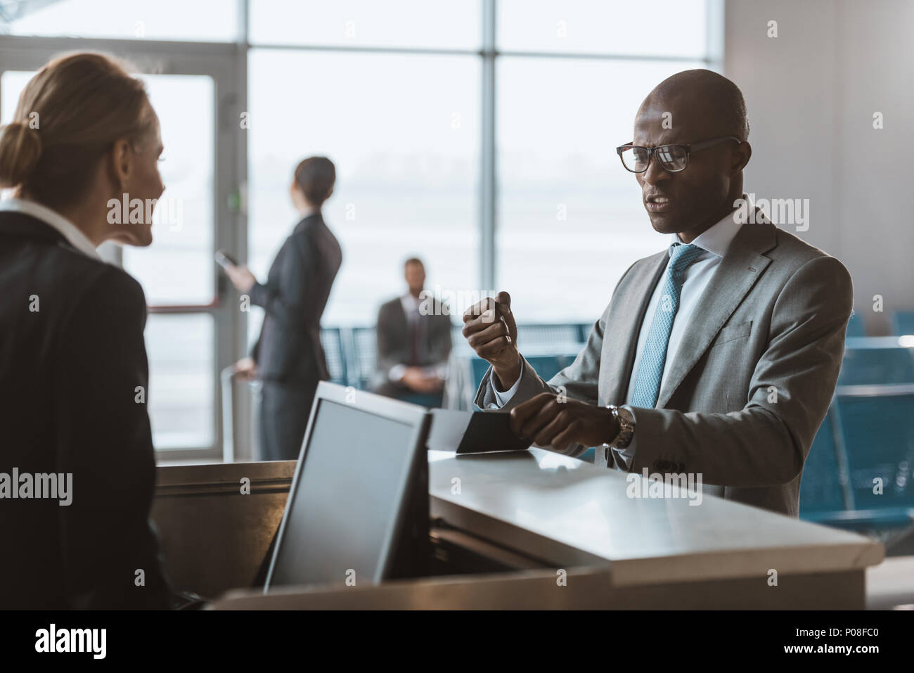 Ticket counter angry hi-res stock photography and images - Alamy