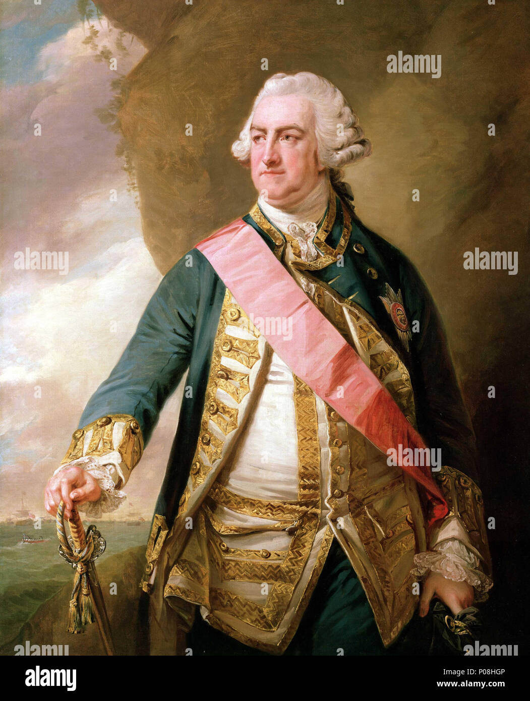 . English: Admiral Sir Edward Hawke, 1705-1781, 1st Baron Hawke A three ...